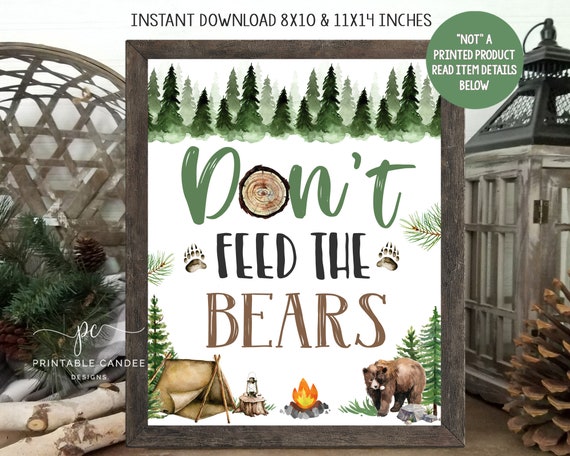 Camping Don't Feed the Bears Sign Party Decor Lumberjack - Etsy