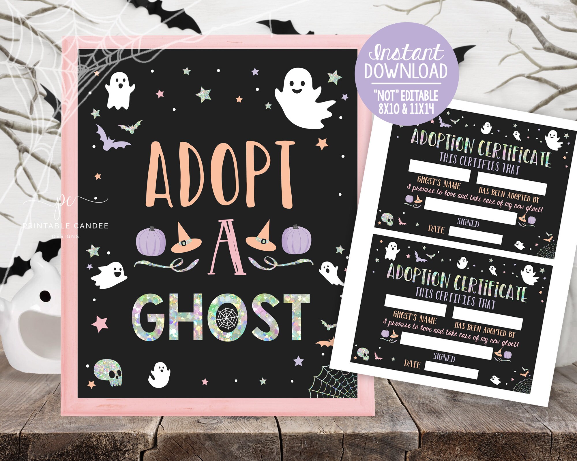 Halloween Adopt a Ghost Sign Costume Party Decor Girl Theme - Etsy