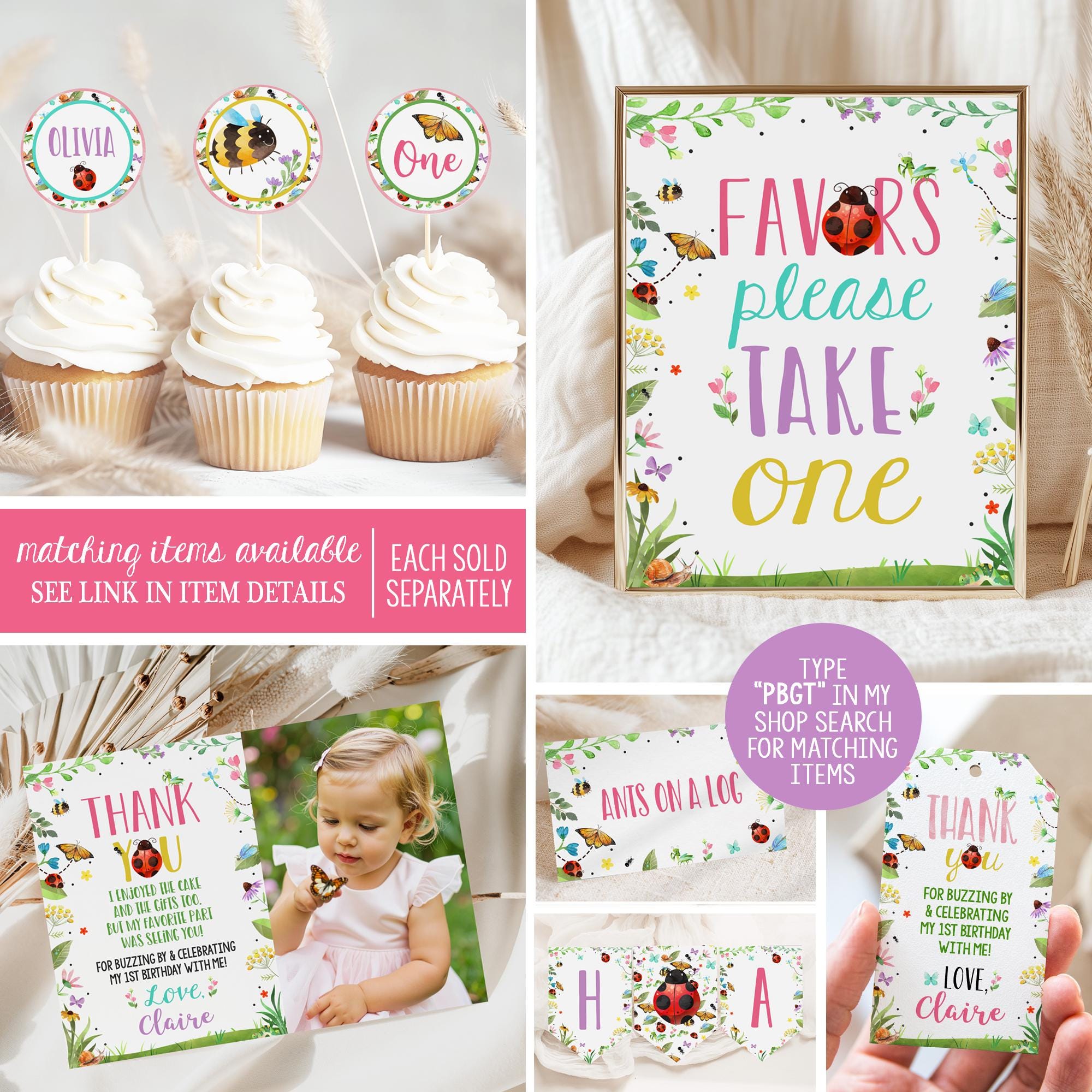 Editable Bug Birthday Welcome Sign Girl Bugs Party Decor Bee Ladybug ...