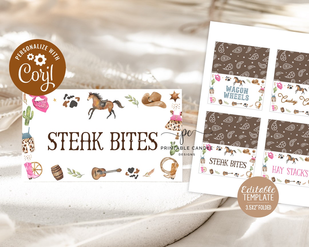 Cowboy Cowgirl Food Labels 1st Rodeo Birthday Theme Sibling Wild West ...