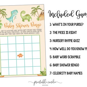 Dinosaur Baby Shower Games Pack It's a Boy Dino Party Decor Bingo ...
