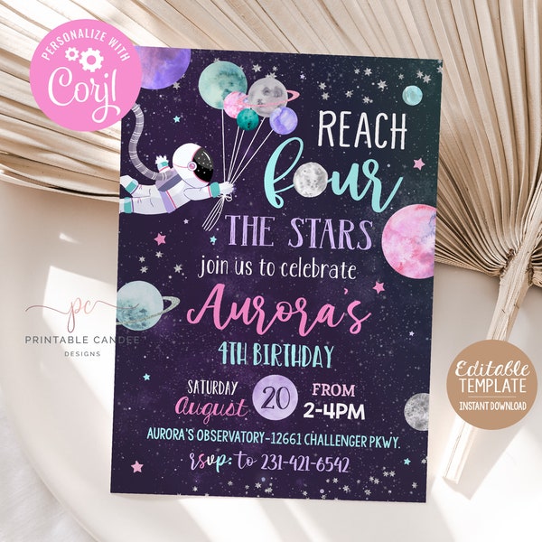 Reach 4 the Stars Birthday Invite Download - Etsy