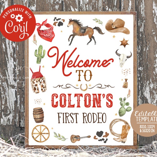 Editable Cowboy Milestone Sign 1st Rodeo Birthday Party Theme - Etsy