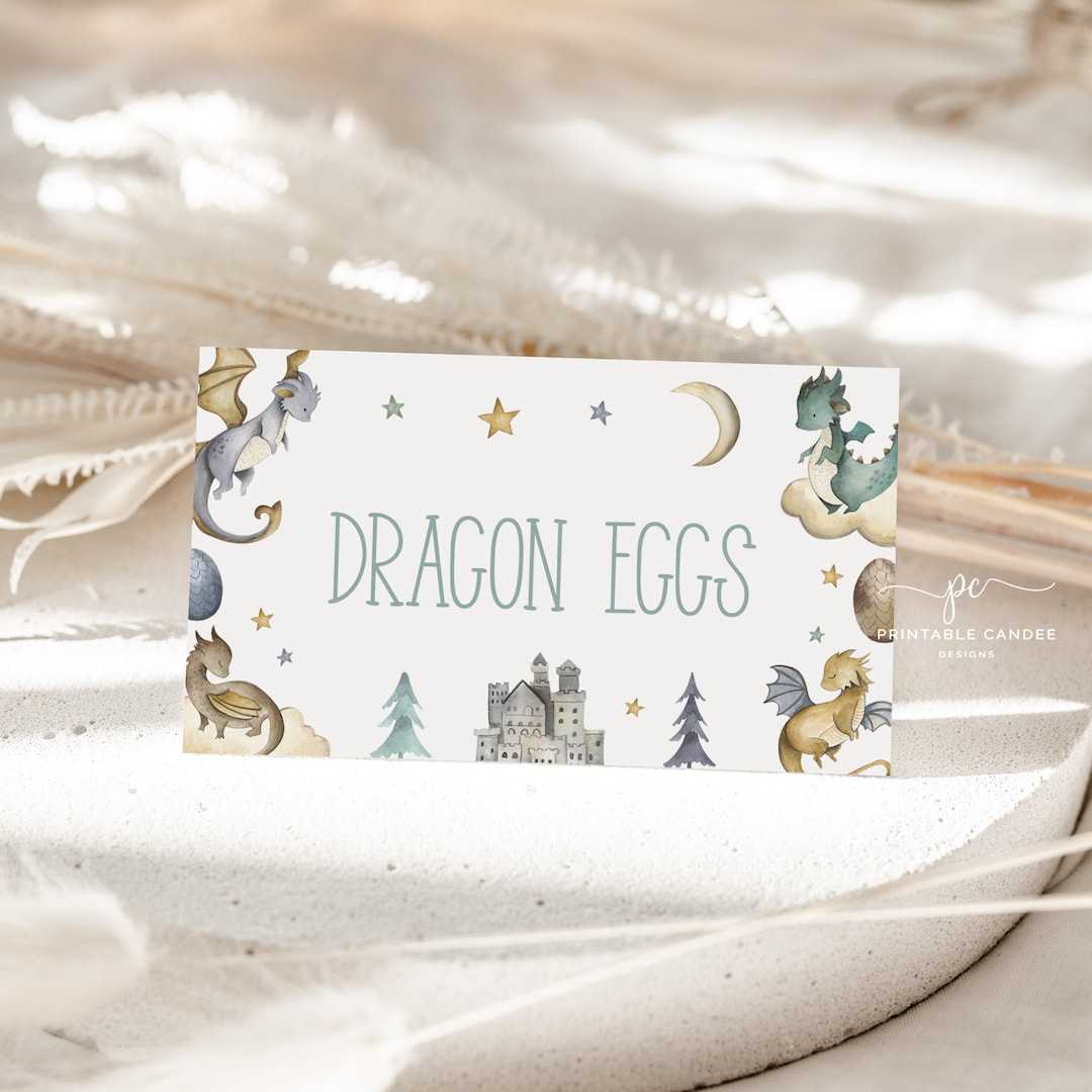 Editable Dragon Baby Shower Food Tents Blue Dragons Boy Theme Food ...