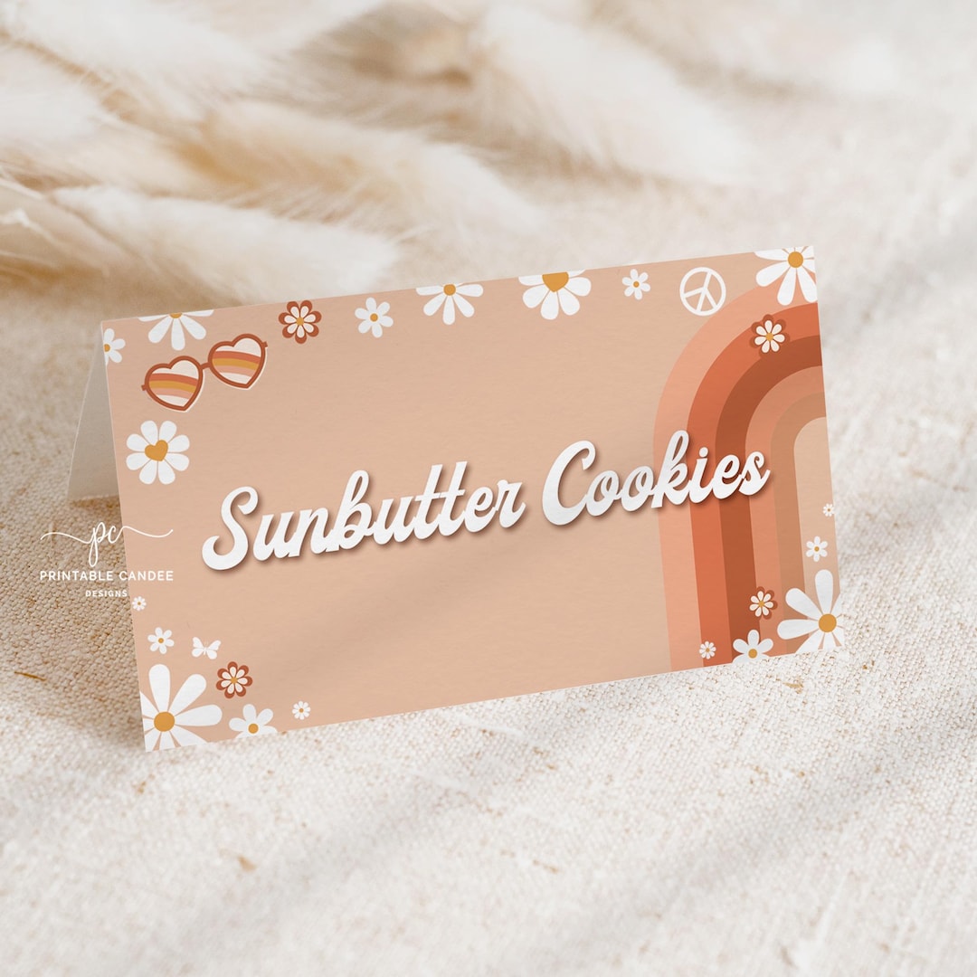 Editable Groovy Food Labels Daisy Rainbow Groovy Birthday Decor ...