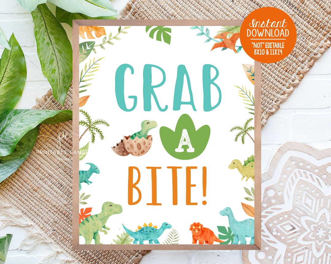 Dinosaur Food Sign Baby Shower Food Station Dino Party Boy Theme Table ...