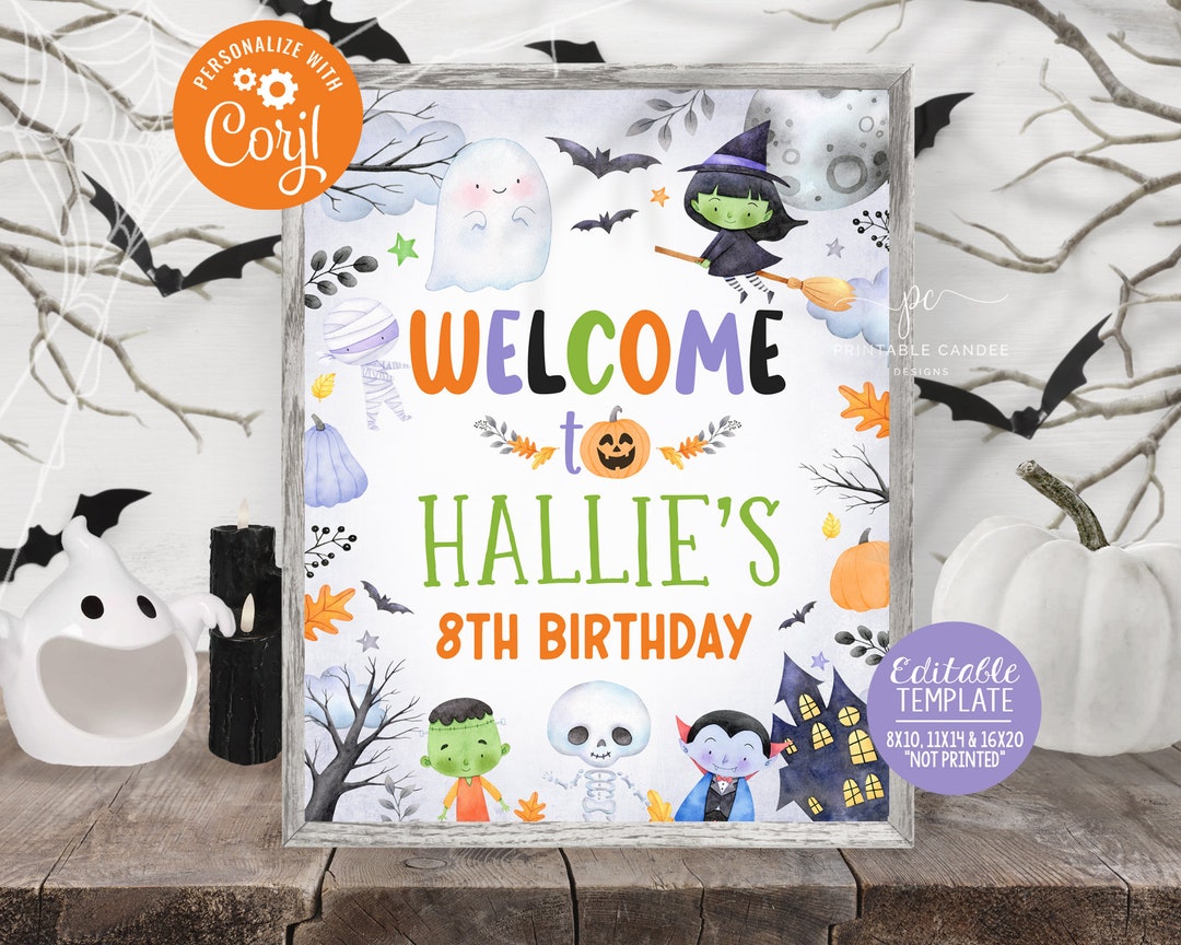 Halloween Welcome Sign Neutral Ghost Party Decor Boy Girl Theme ...