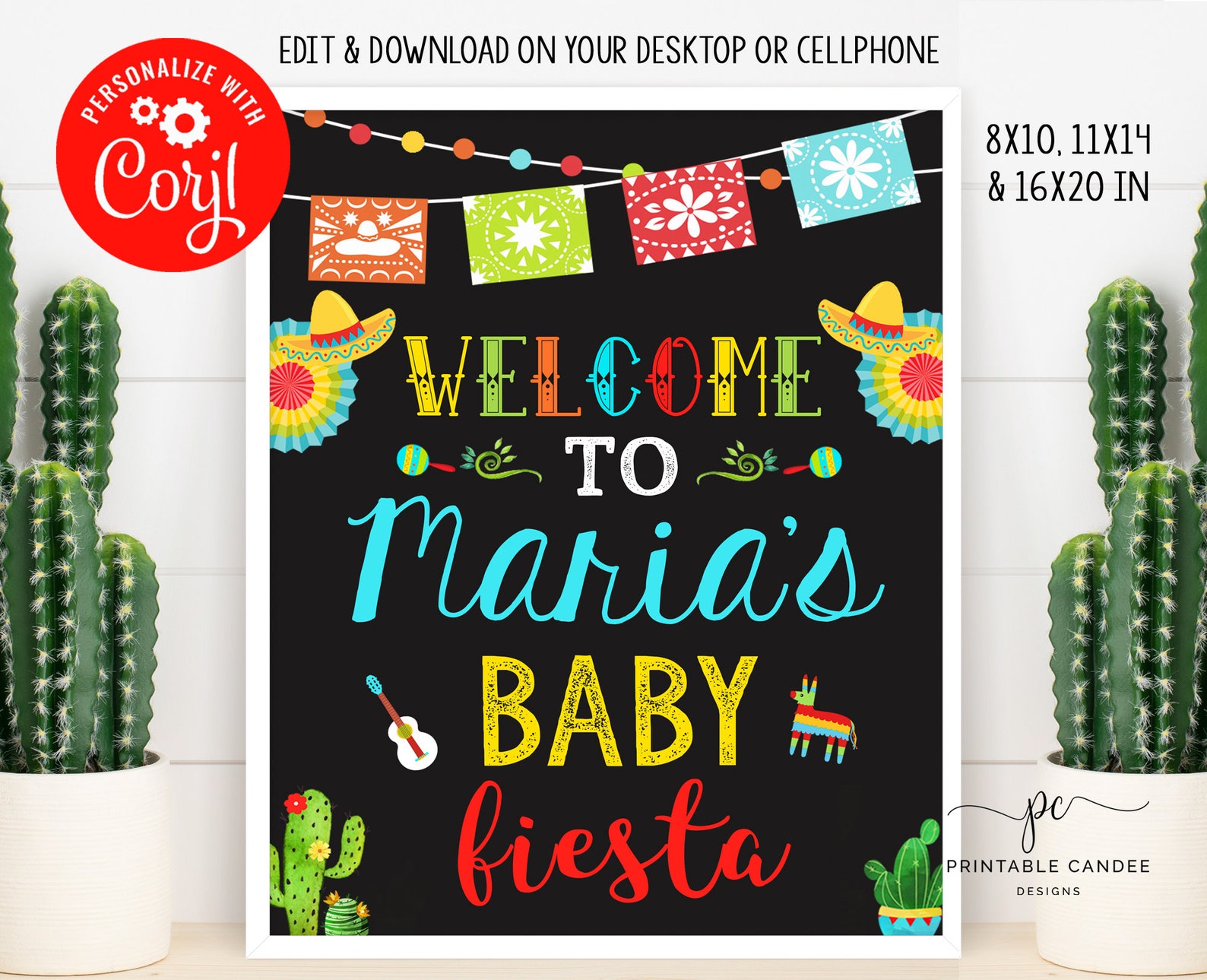 Fiesta Welcome Sign Muchacho Baby Shower Baby Boy Cactus Mexican Theme ...