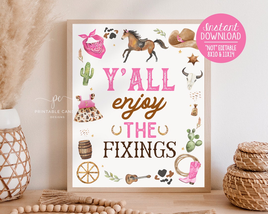 Cowgirl Food Sign 1st Rodeo Birthday Party Theme Wild West Enjoy These ...