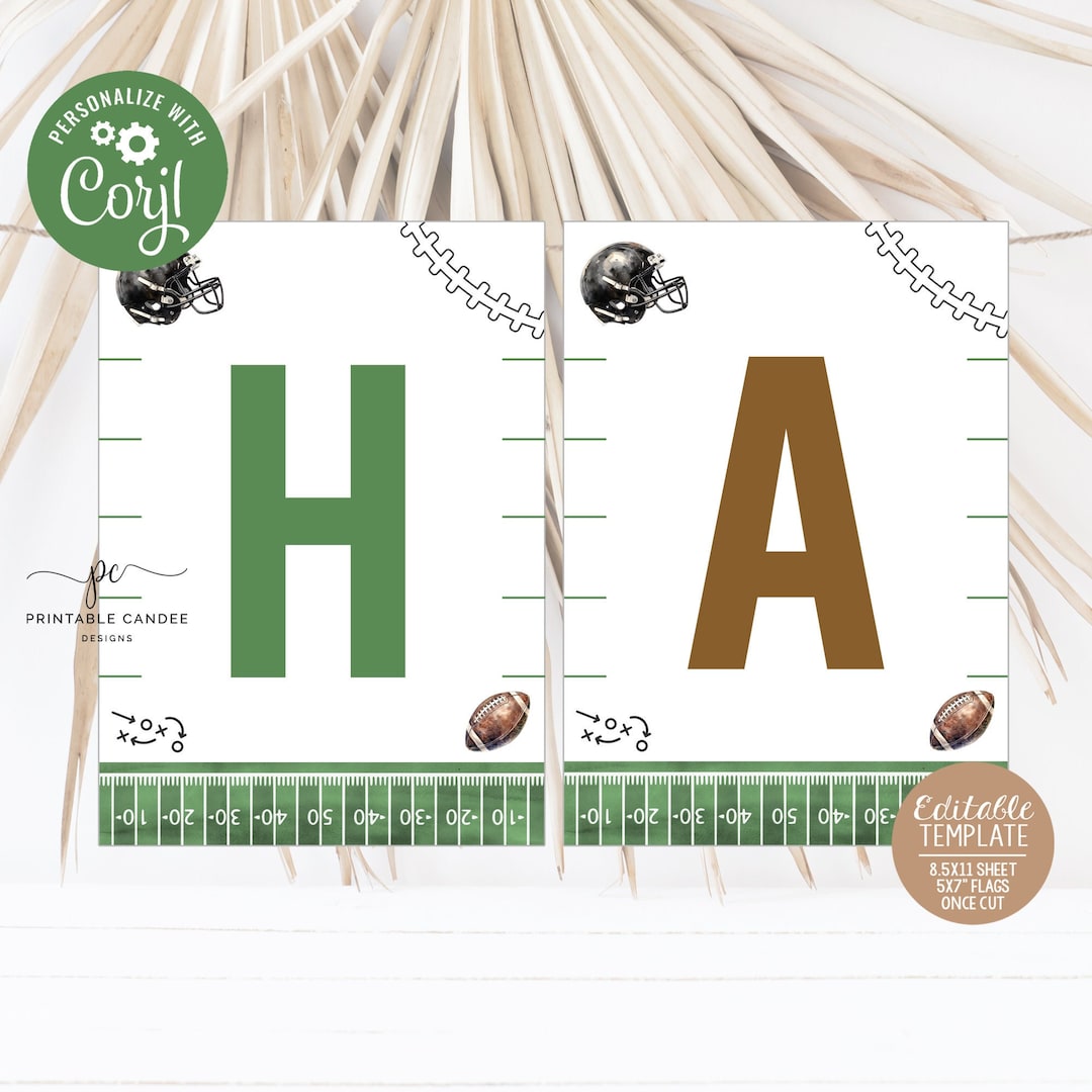 Football Flag Banner Birthday Sports Party Decor Party Flags Template ...
