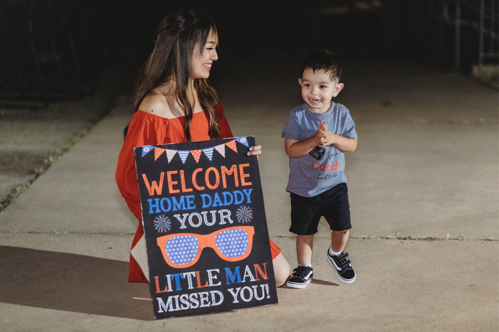 Welcome Home Daddy Sign Son Red White Blue Child Military Homecoming ...