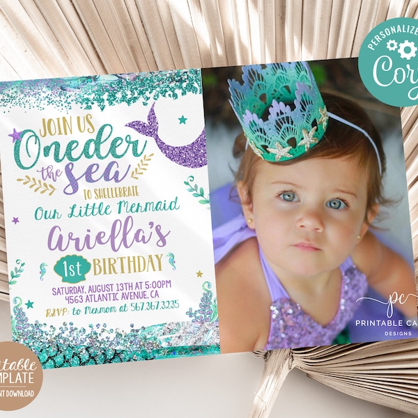 Little Mermaid 1st Invitation - Etsy