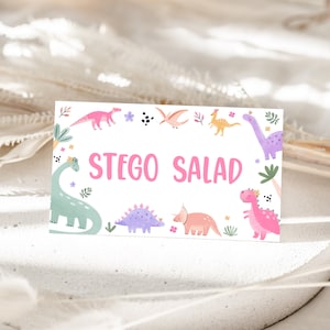 Pastel Dinosaur Editable Food Labels Girl Dino Birthday Party Food ...
