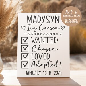 Adoption Announcement Sign Digital Minimalist Printable Foster Care ...