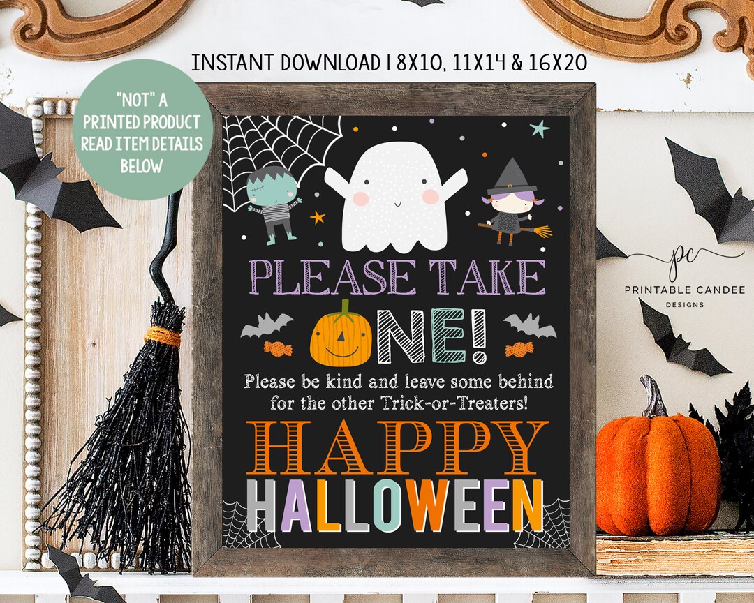 Halloween Door Sign Please Take One Party Decor Trick or Treat ...