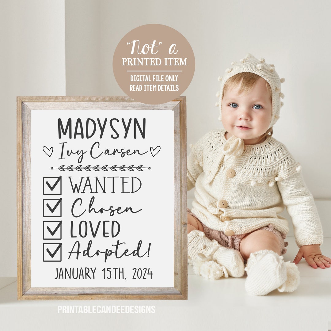 Adoption Announcement Sign Digital Minimalist Printable Foster Care ...