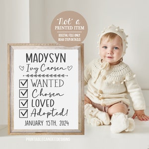 Adoption Announcement Sign Digital Minimalist Printable Foster Care ...