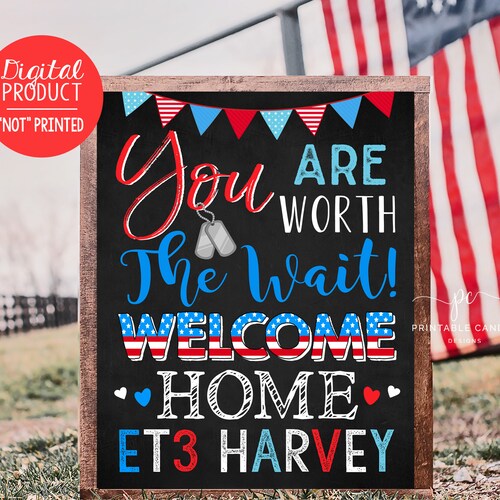 Welcome Home Wife Spouse Husband Sign Homecoming Worth the - Etsy
