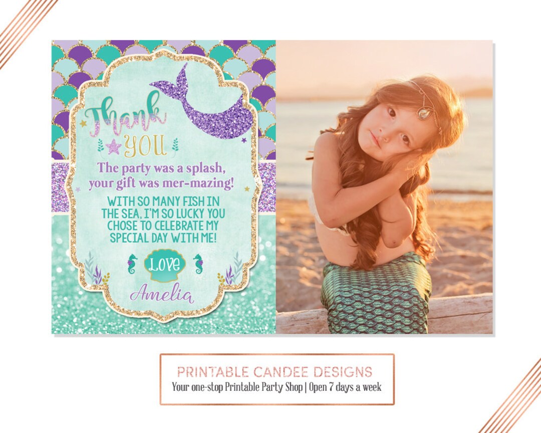 Mermaid Thank You, Under the Sea Thank You, Purple Gold Tealthank You ...