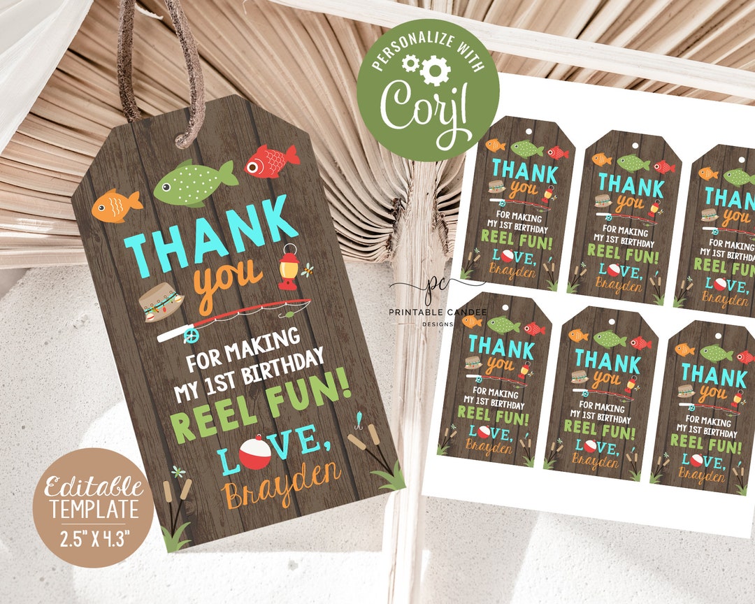 Fishing Favor Tags Editable Favors Fish Birthday Party Decor the Big ...