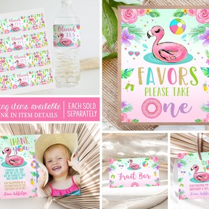 Flamingo Pool Party Food Sign Girl Birthday Tropical Summer Printable ...