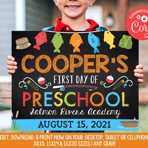 First Day of Preschool Sign Template 1st Day of Kindergarten Editable ...