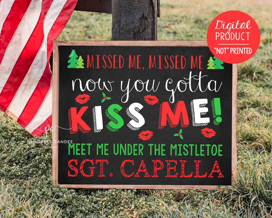 Christmas Homecoming Sign Welcome Home Wife Spouse Husband Kiss Me ...