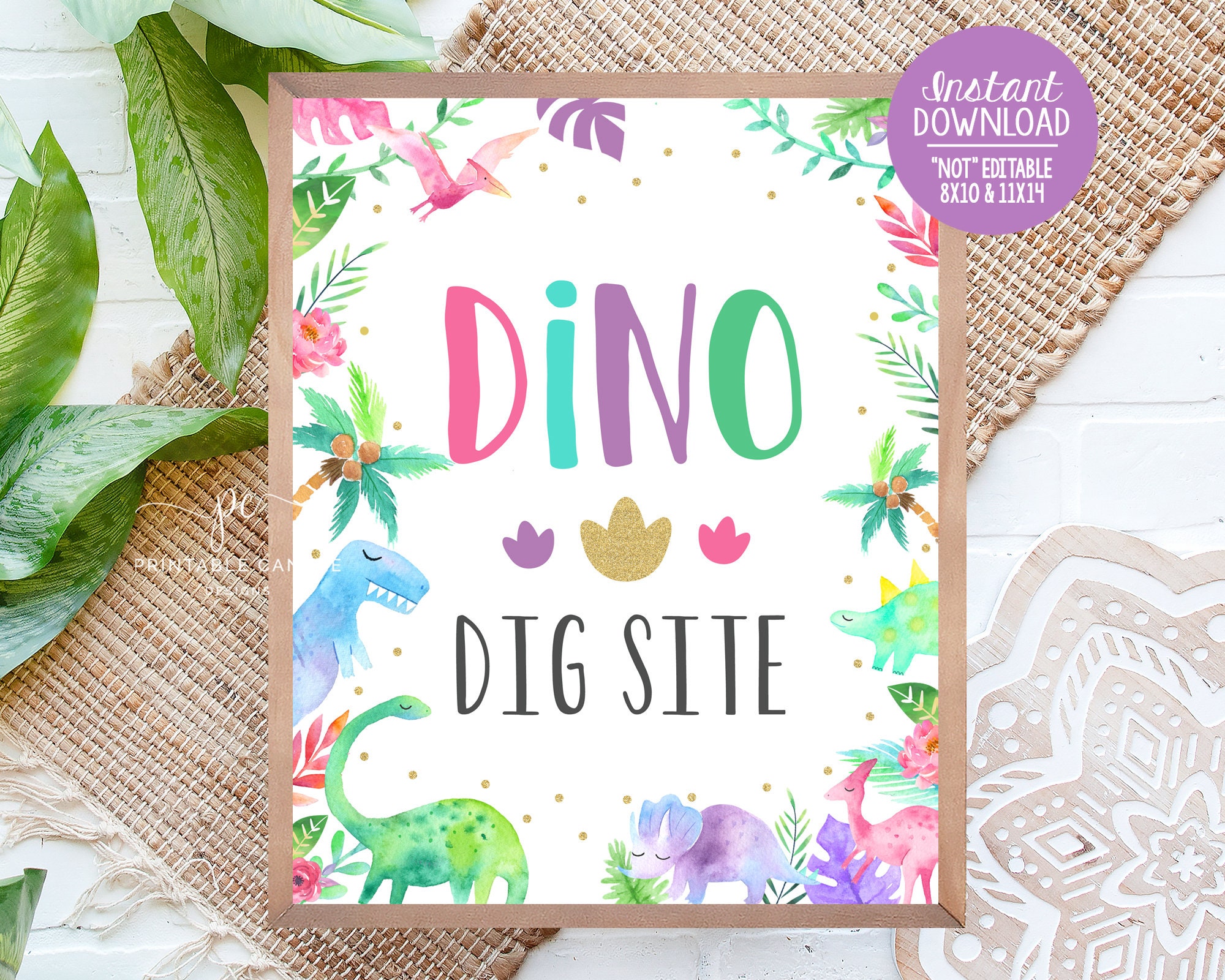 Dinosaur Dig Site Sign Girl Dino Birthday Table Candy Bar - Etsy