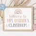 Editable Teacher Name Sign Template Classroom Decor Boho Rainbow Class ...