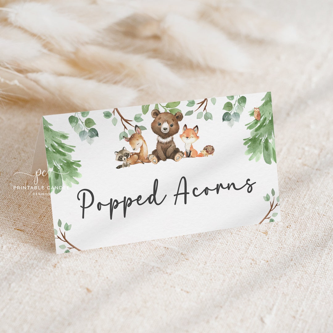 Editable Woodland Baby Shower Food Labels Forest Animals Boy Baby ...