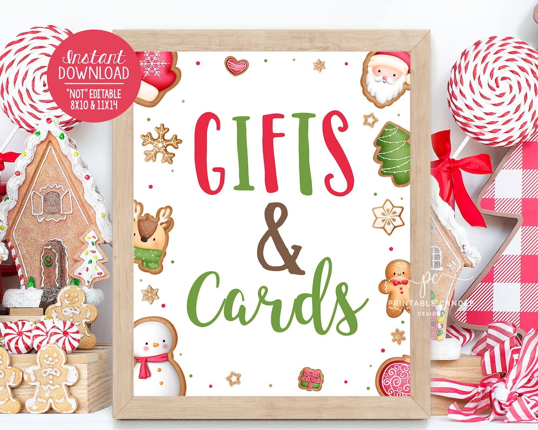 Cookie Party Gift Sign Birthday Christmas Theme Gifts and Cards Sign ...
