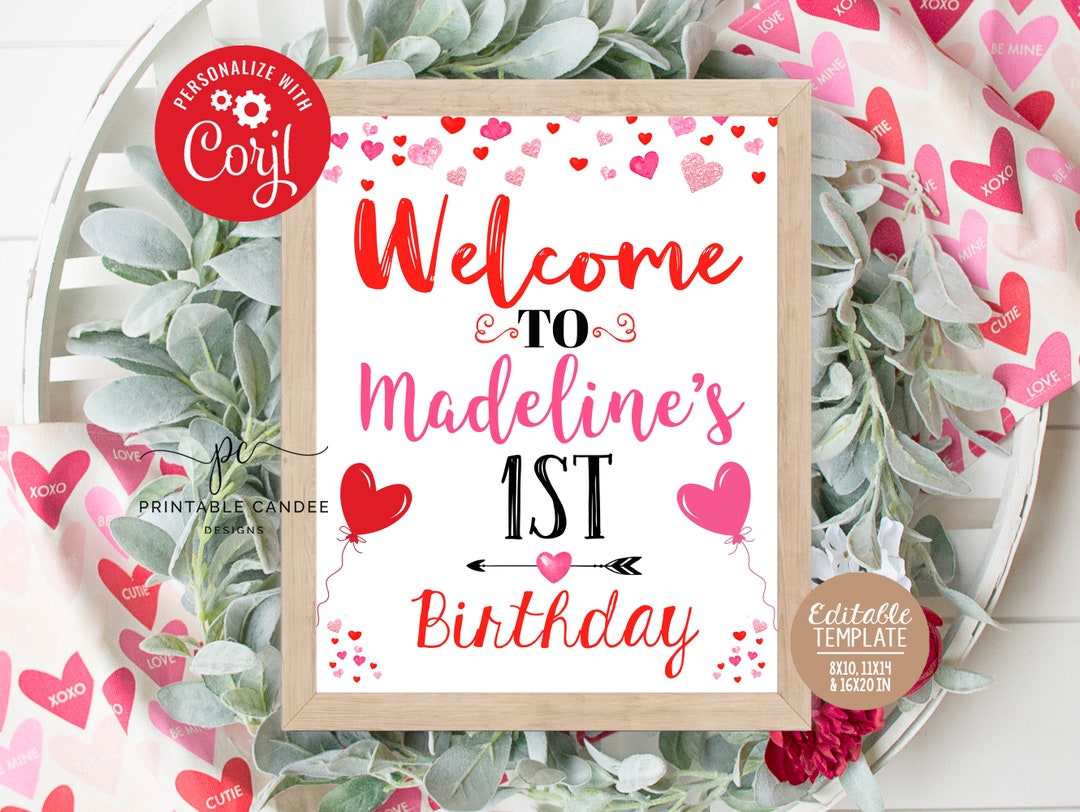 Valentine Welcome Sign Sweetheart Birthday Decor Heart Party Door ...