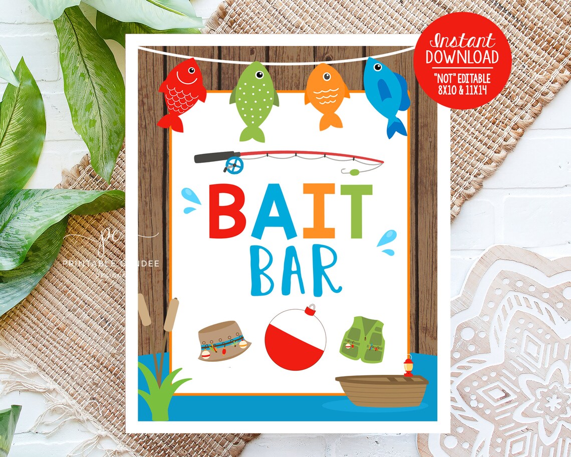 Fishing Food Sign Fish Table Sign Bait Bar Fishing Party Signs - Etsy