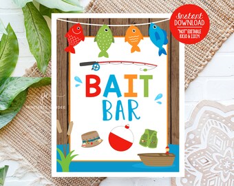 Fishing Theme Party// Bait Bar Sign - Etsy