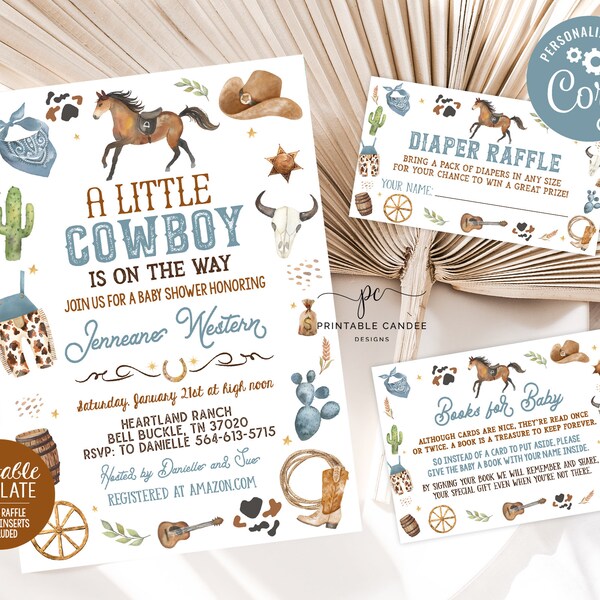 Baby Shower Invitations Blue Cowboy - Etsy