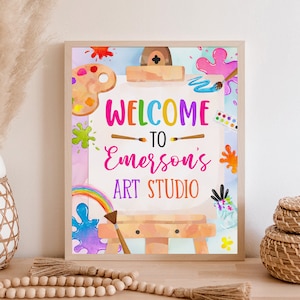 Art Birthday Welcome Sign Painting Party Decor Rainbow Artist Theme ...