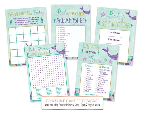 Mermaid Baby Shower Games Under the Sea Shower Baby Shower | Etsy
