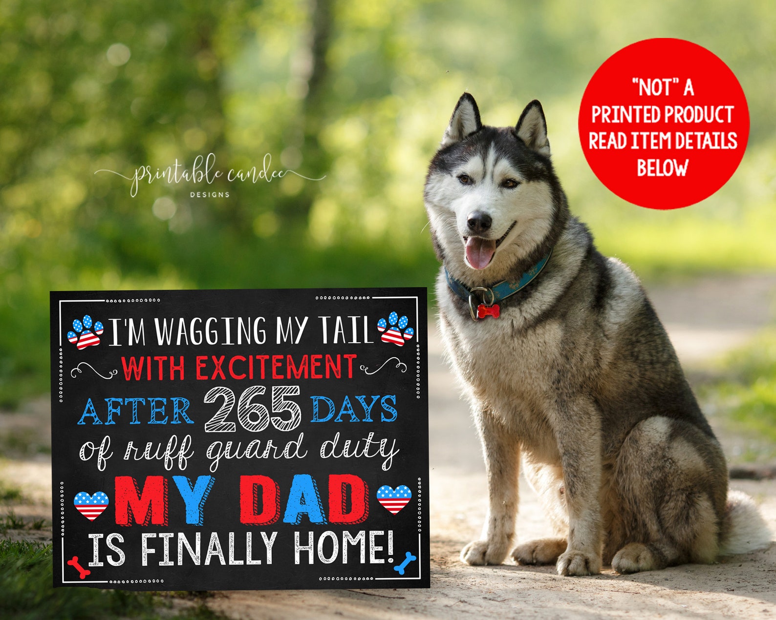 Welcome Home Dog Sign Dad Pet Homecoming Back From Deployment Guard ...
