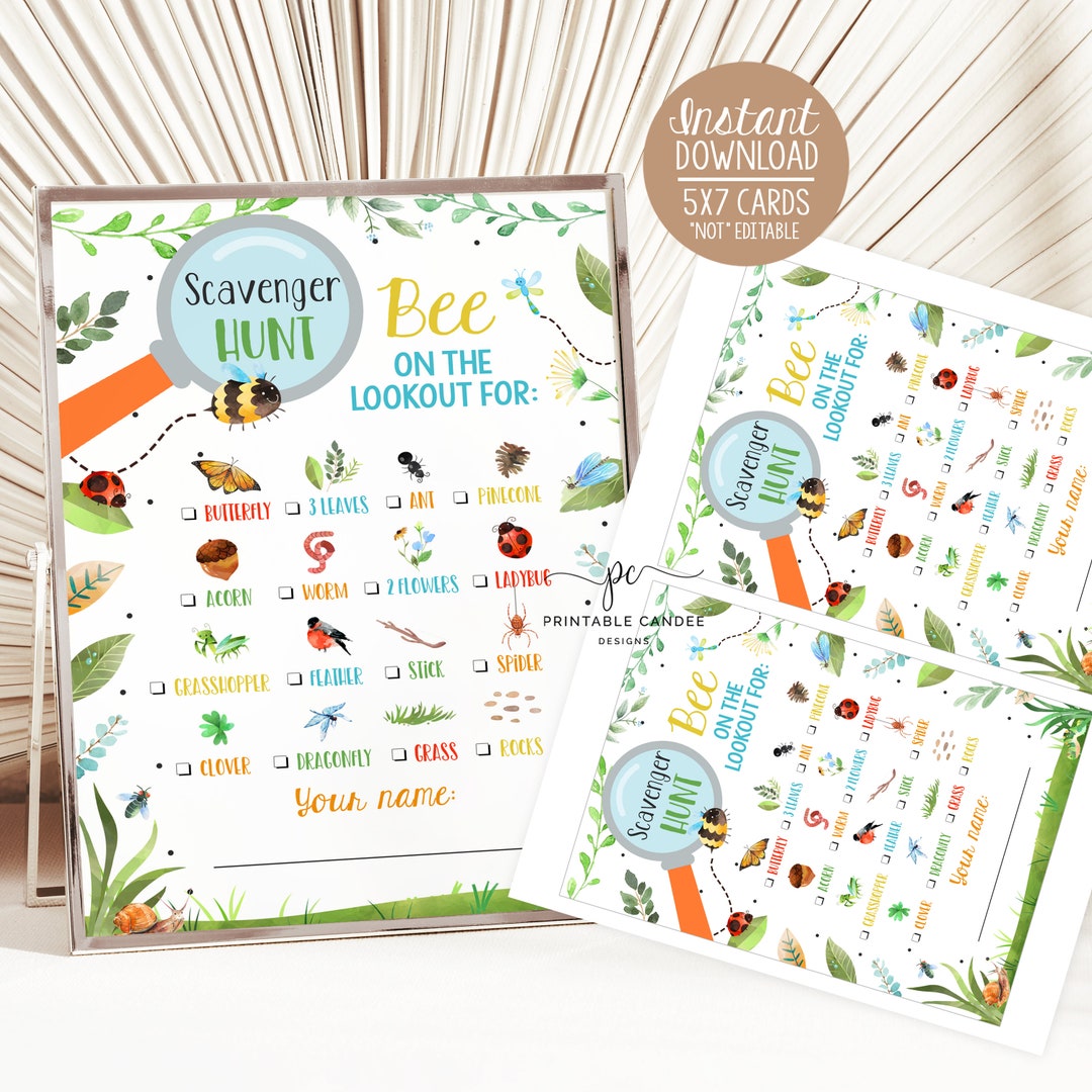 Nature Scavenger Hunt Game Bug Hunt Party Game Insect Birthday ...
