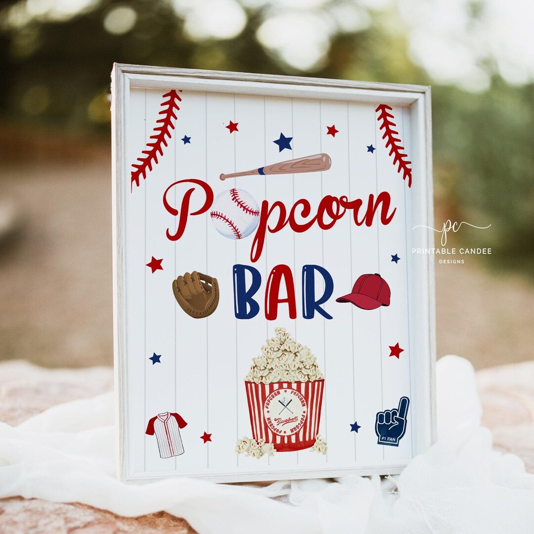 Baseball Birthday Popcorn Bar Sign Rookie of the Year Sports Party ...