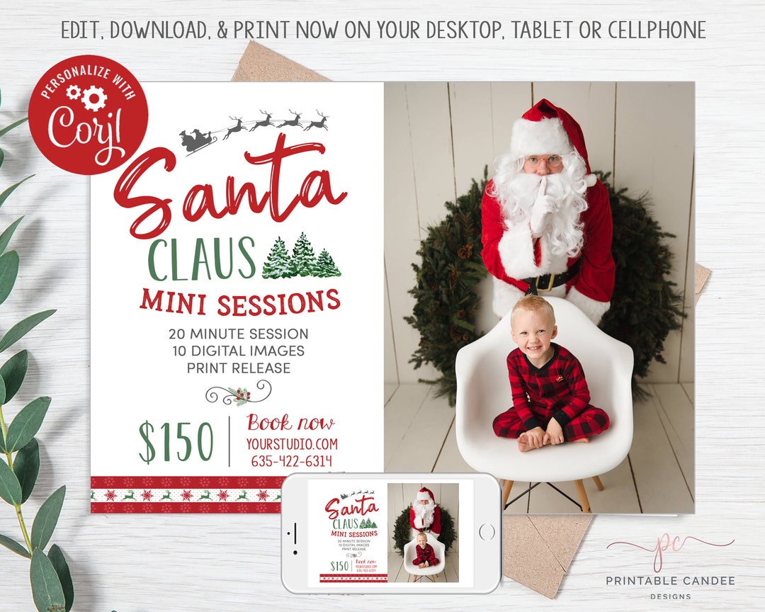 Santa Claus Mini Session Template for Photographers Christmas Mini ...