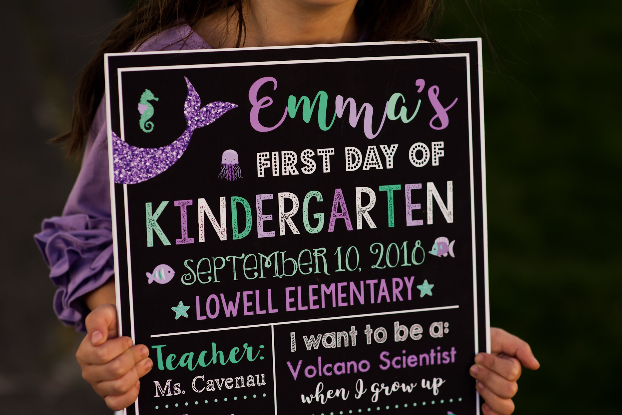 Mermaid Girl First Day of Preschool Sign 1st Day of Kindergarten Back ...
