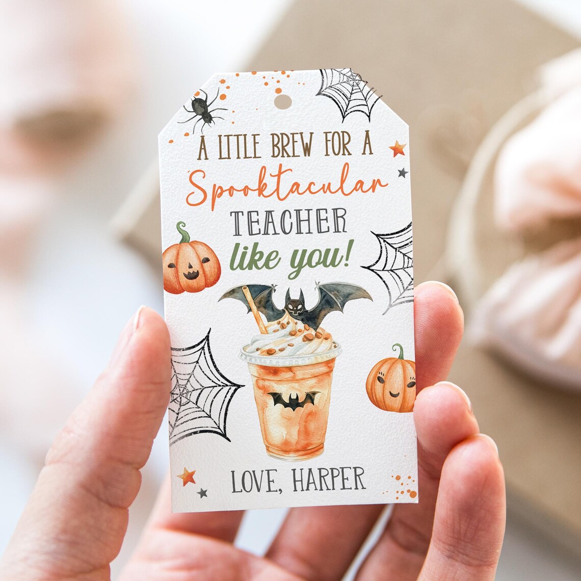 Editable Halloween Coffee Teacher Favor Tag Spooky Brew Favors Happy ...