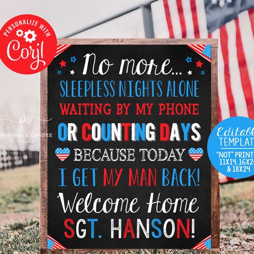 Welcome Home Wife Spouse Husband Sign Template Same Stars - Etsy