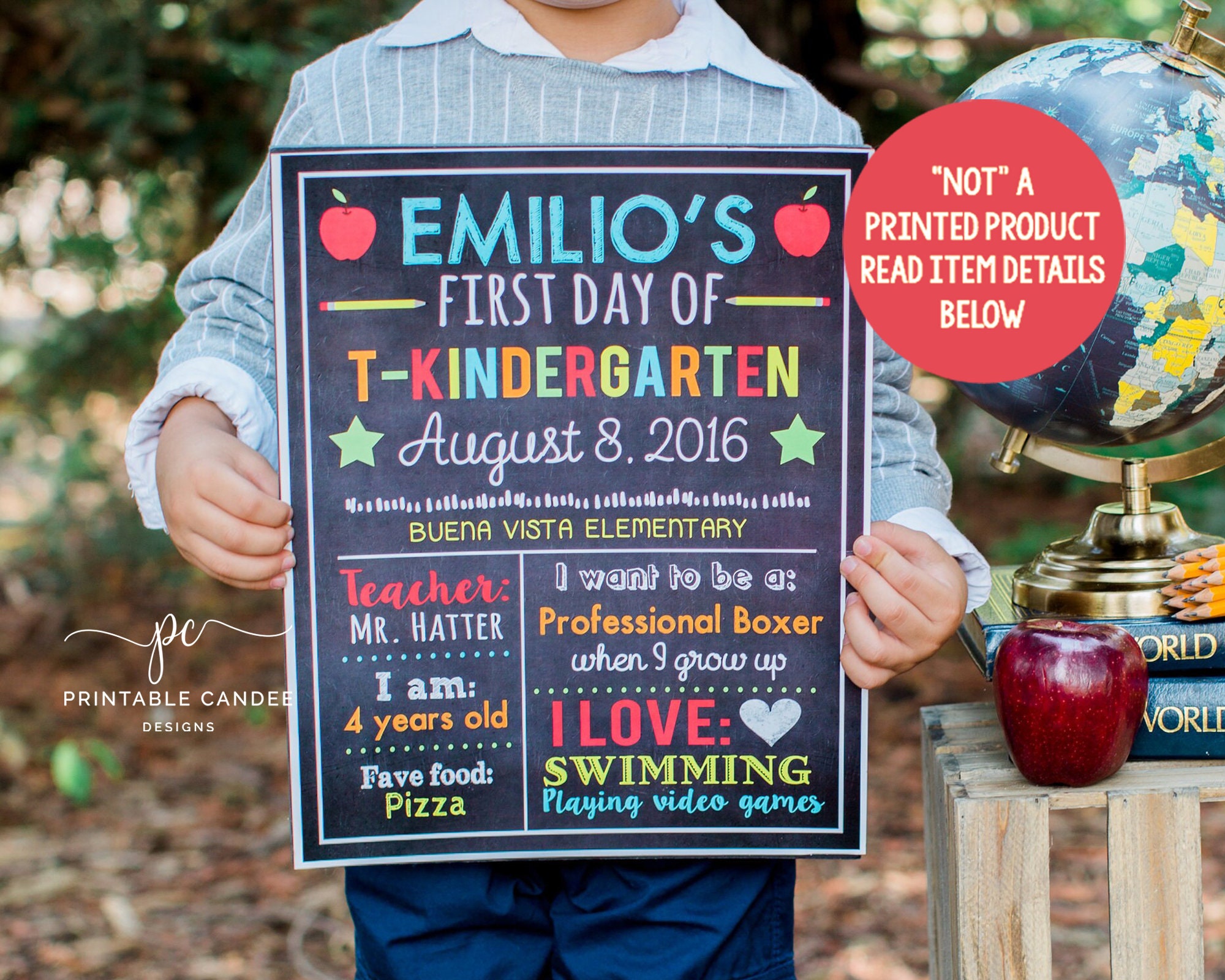 Boy First Day of Preschool Sign 1st Day of Kindergarten Back to School ...