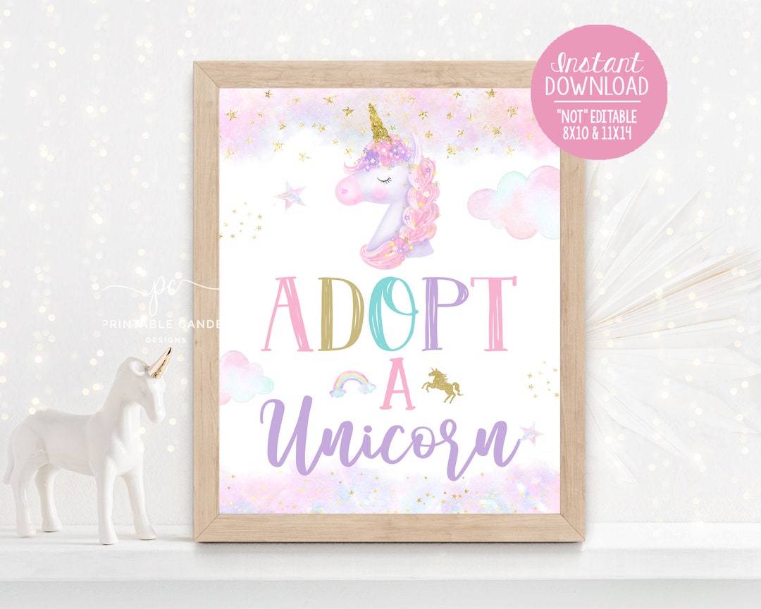 Unicorn Adoption Sign Pastel Rainbow Theme Adopt a Unicorn Activity ...