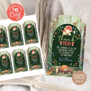 Editable Enchanted Forest Favor Tags Woodland Fairy Birthday Decor ...