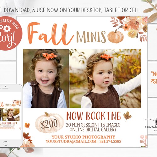 Fall Mini Session Template Autumn Mini Session Flyer | Etsy