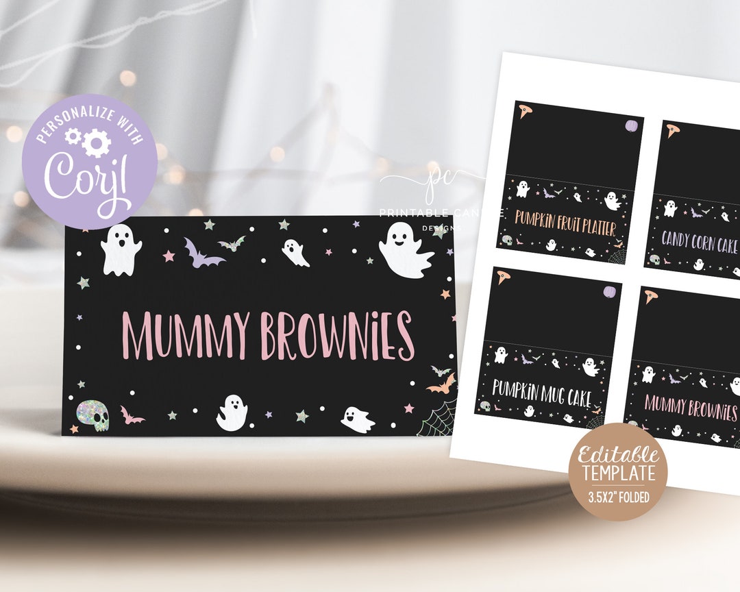 Pastel Ghost Food Tents Girl Halloween Food Labels Party Decor Costume ...