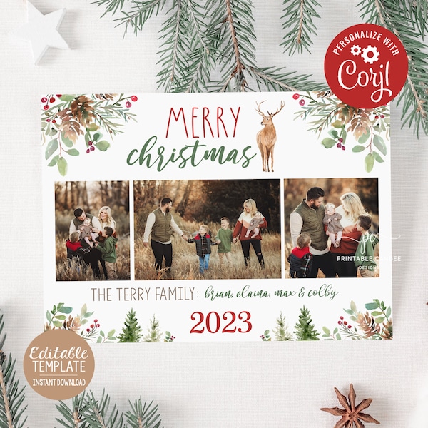 Deer Christmas Card - Etsy